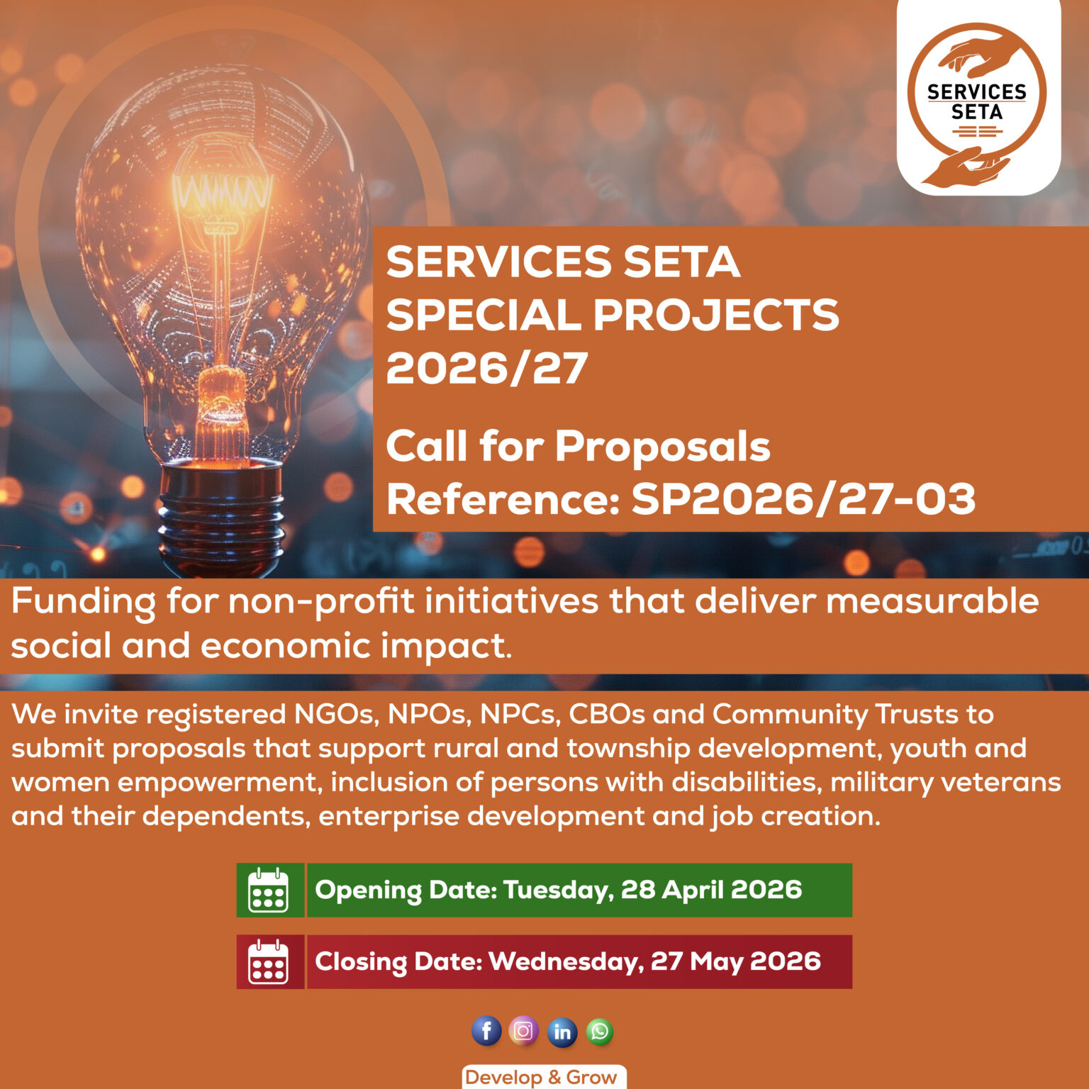 SERVICES SETA SPECIAL PROJECTS 2026/27 – Services SETA Website